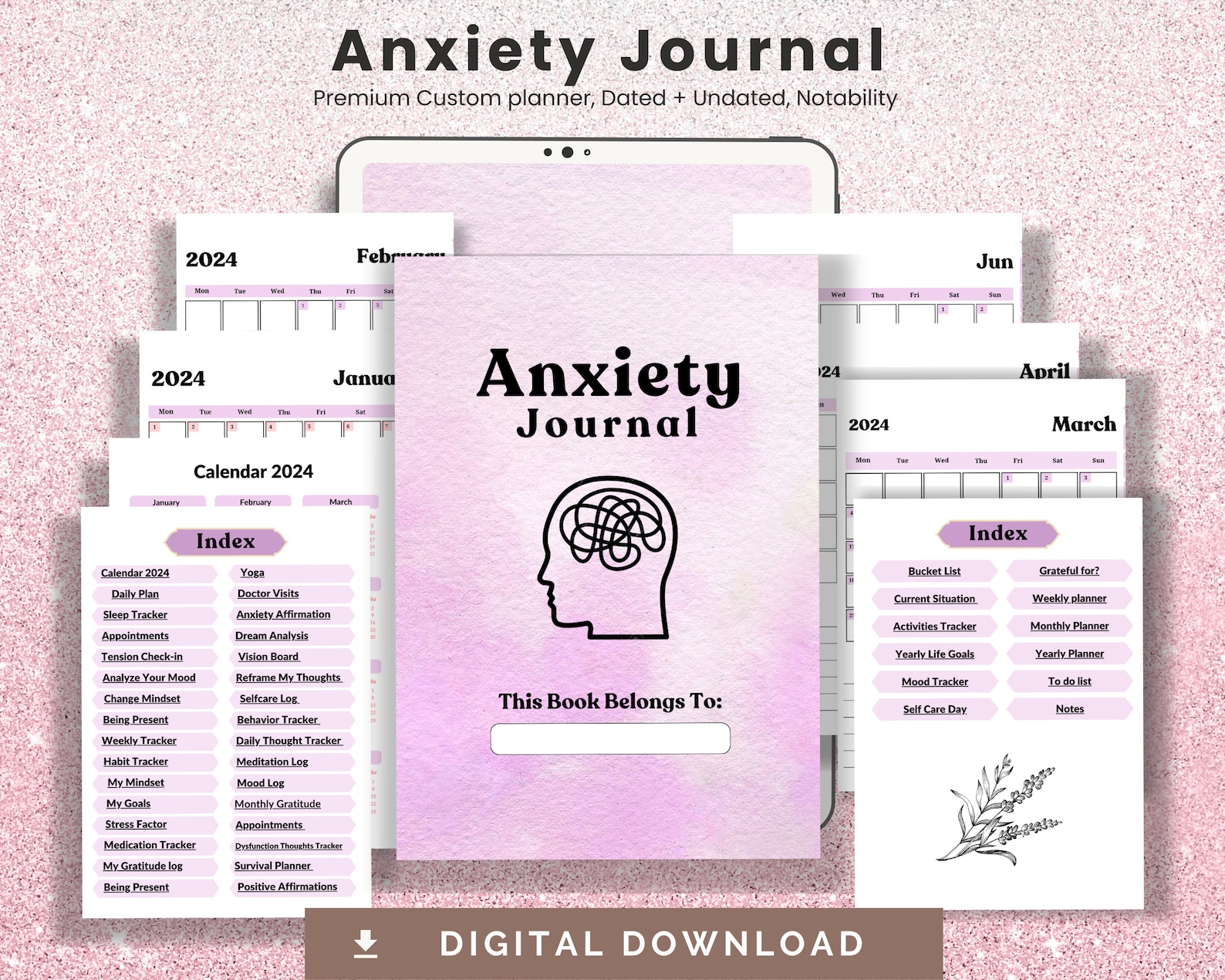 Anxiety Journal, Mental Health Planner, Stress Relief Notebook, Self ...