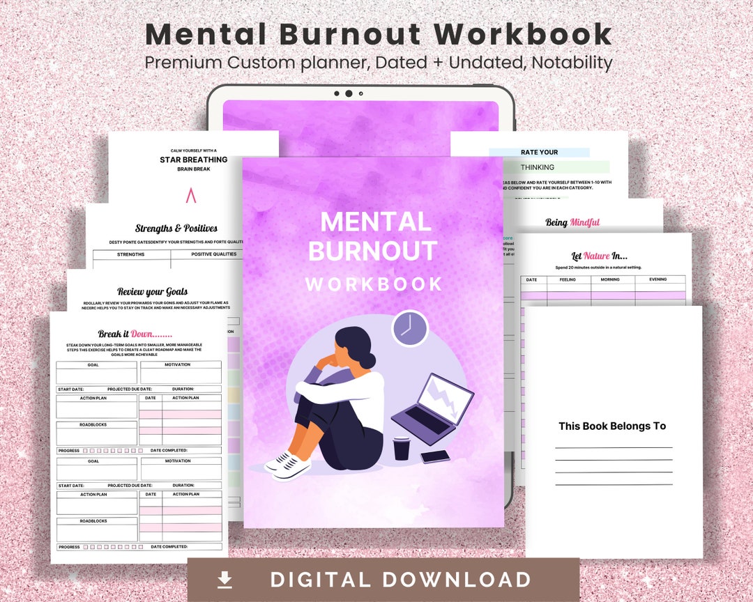 Mental Burnout Workbook, Self-care Journal, Stress Relief Planner ...