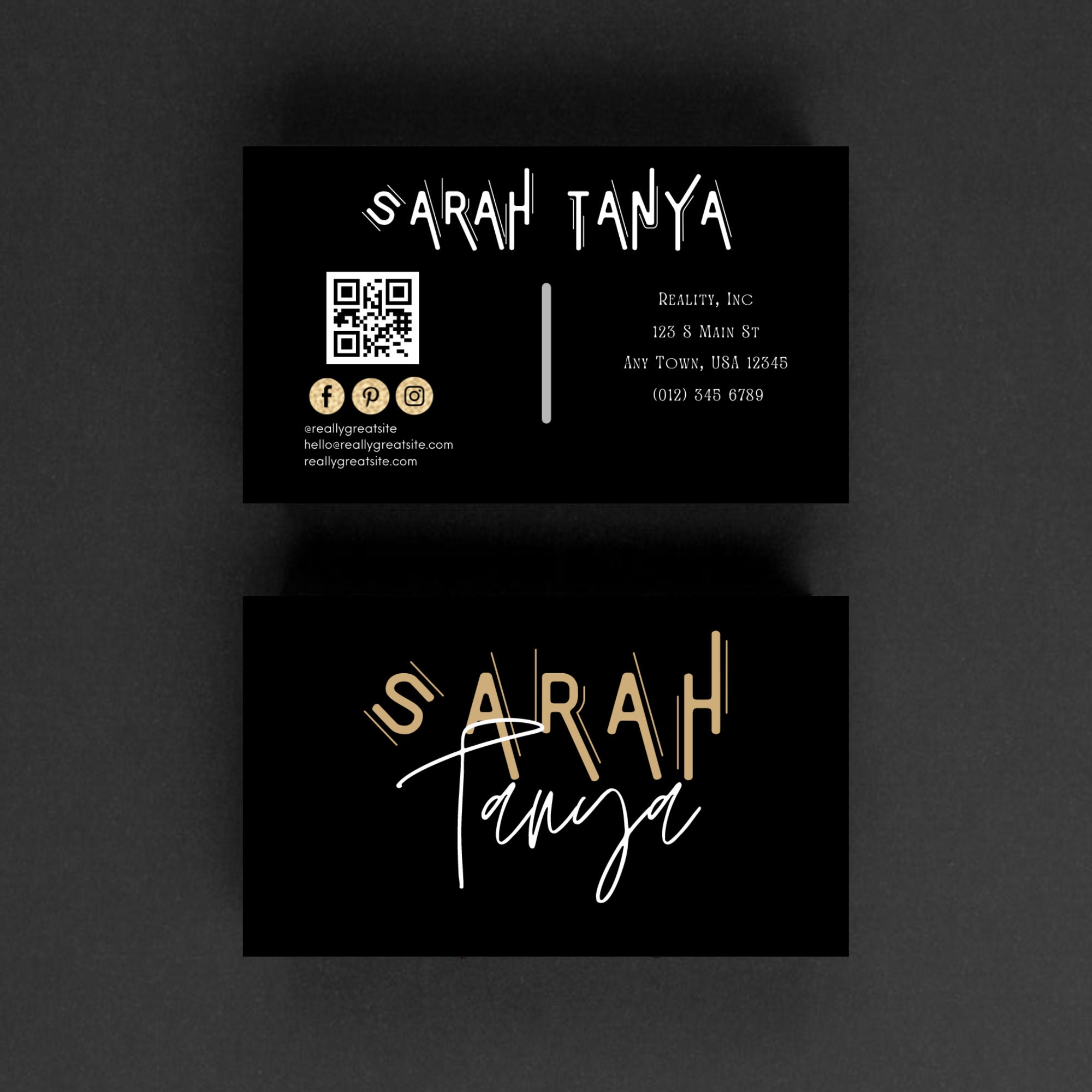 Editable Qr Code Business Card With Logo Canva Template Qr Code Card Calling Card Template 
