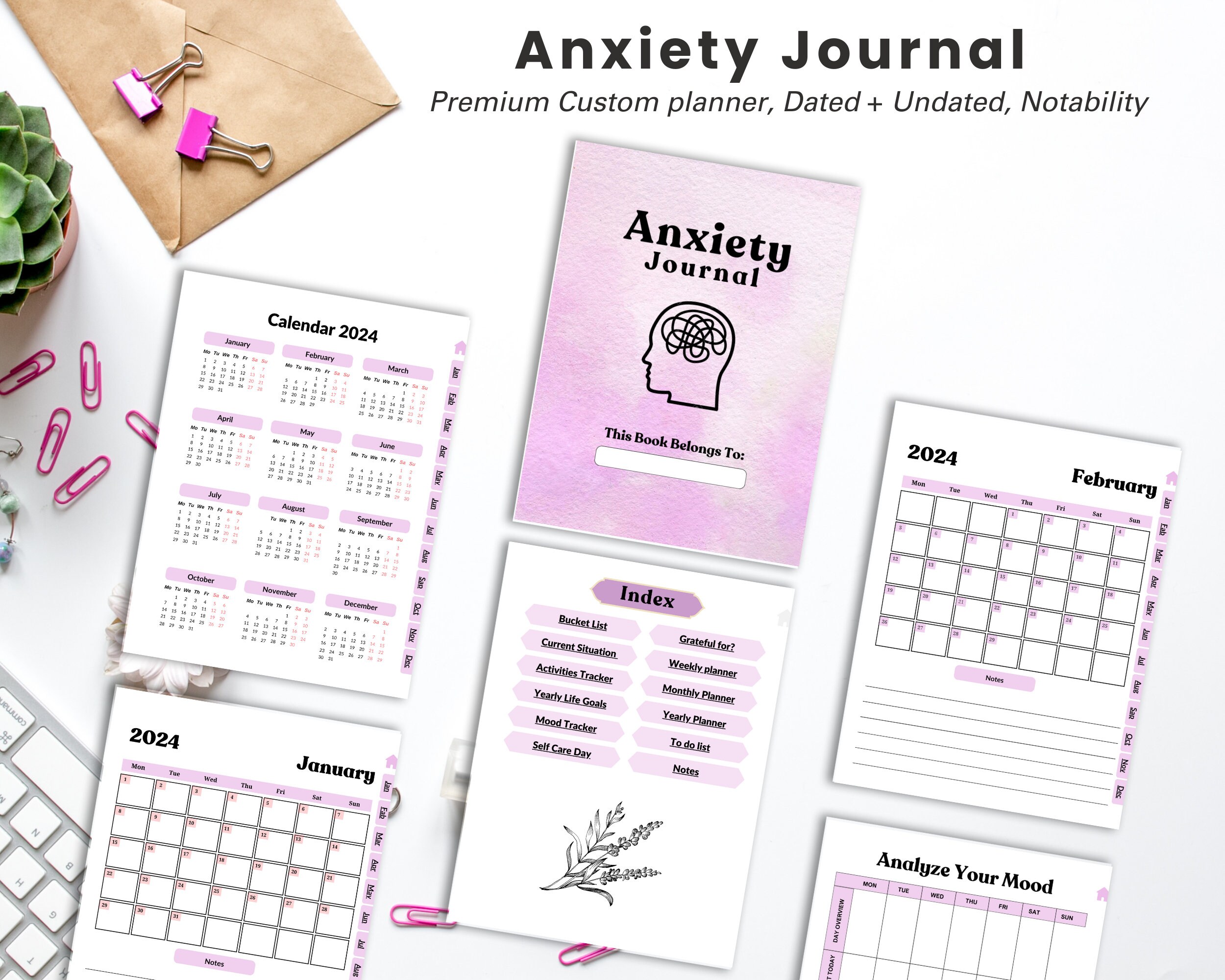 Anxiety Journal, Mental Health Planner, Stress Relief Notebook, Self ...
