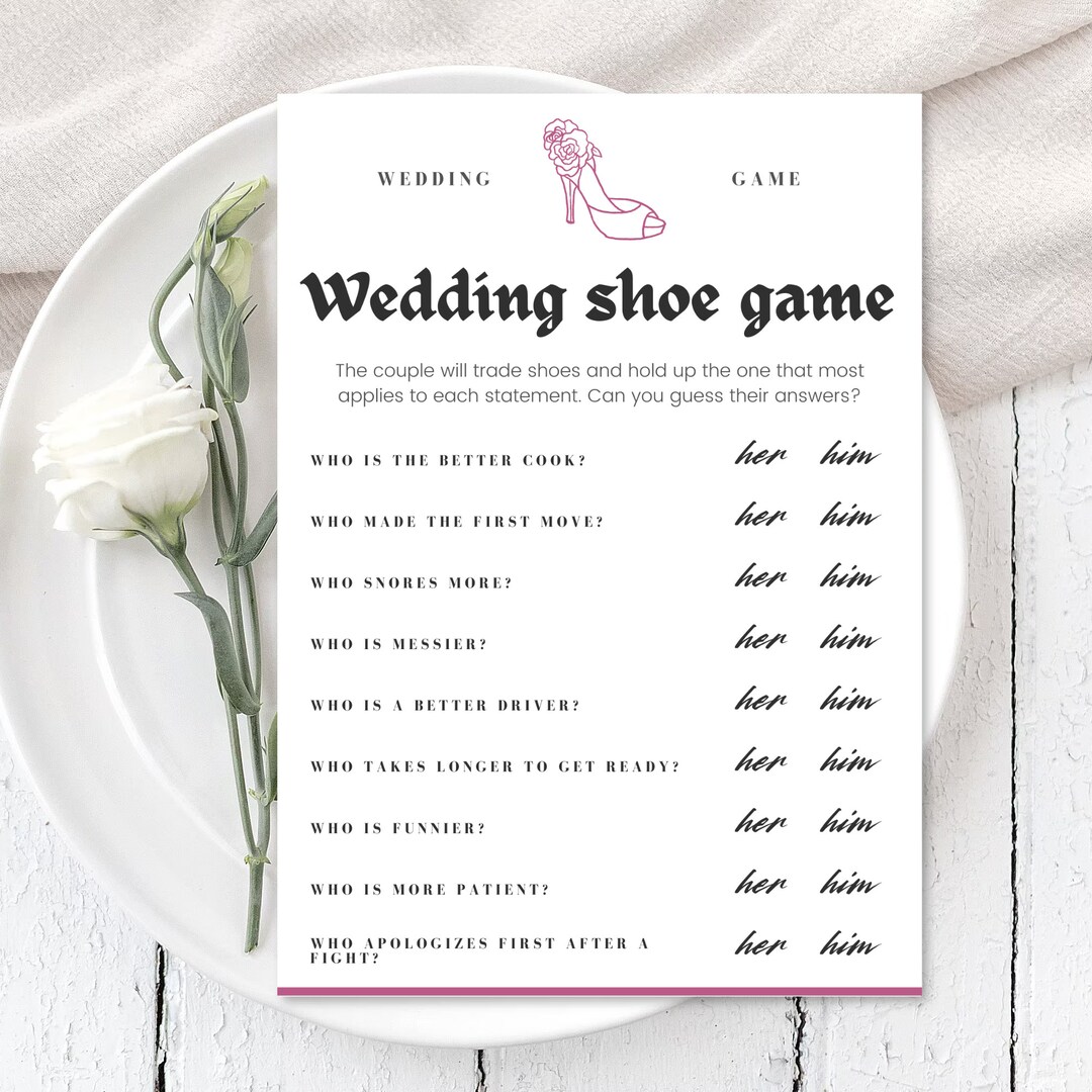 Wedding Shower Shoe Same, Fun Couple Game, Minimalist Couples Shoe Game ...