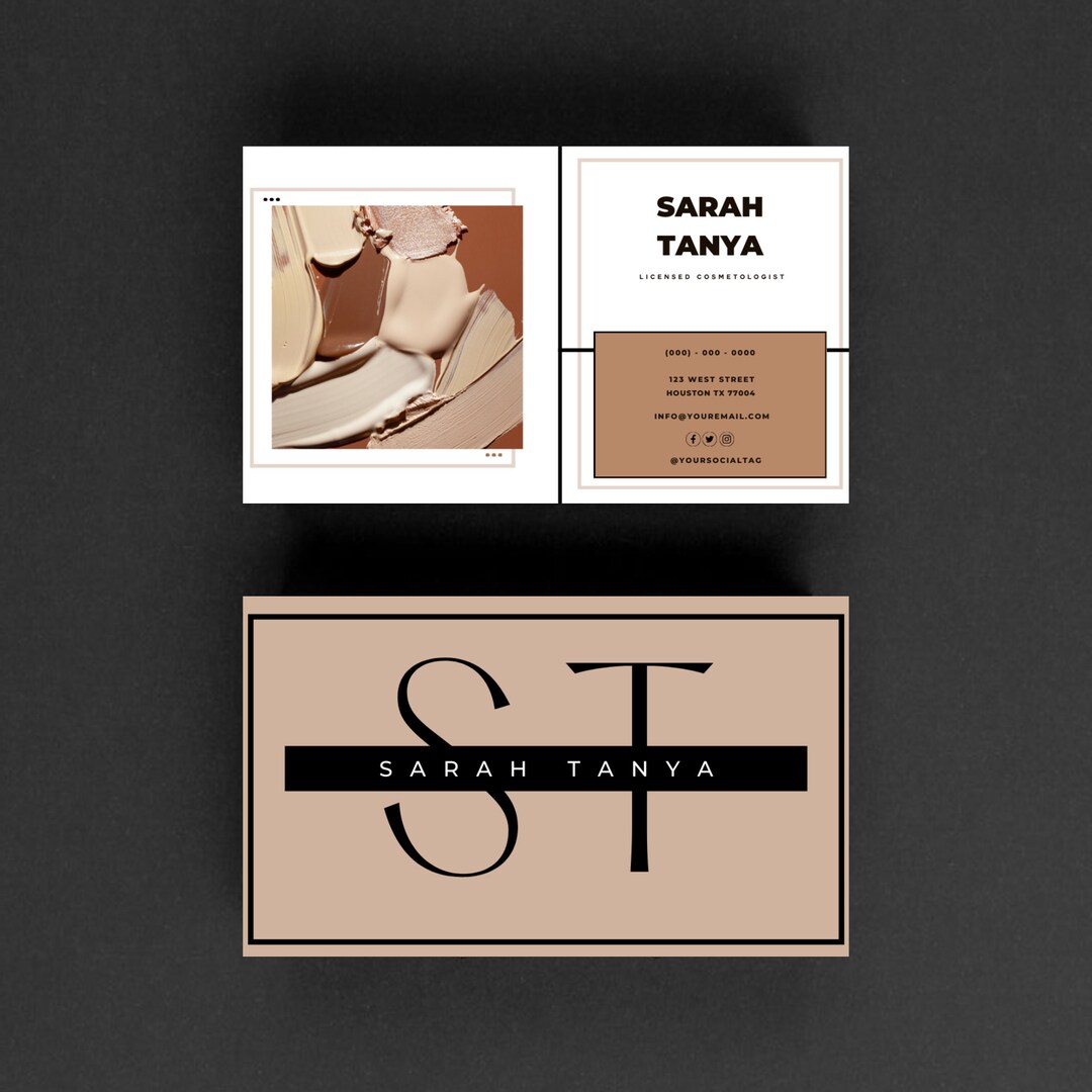 Editable Boho Business Card, Canva Template Simple Card, Unique Calling ...