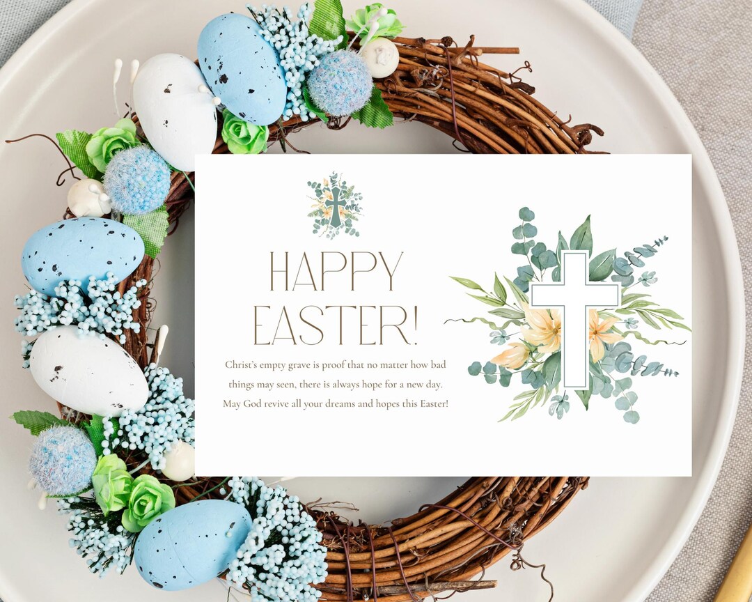 Easter Card Printable, He is Risen Greeting Card, Christian Easter Card, Printable Religious ...