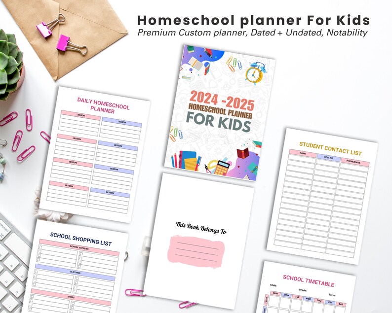 Homeschool Planner for Kids, Student Agenda, Academic Organizer, Kids ...