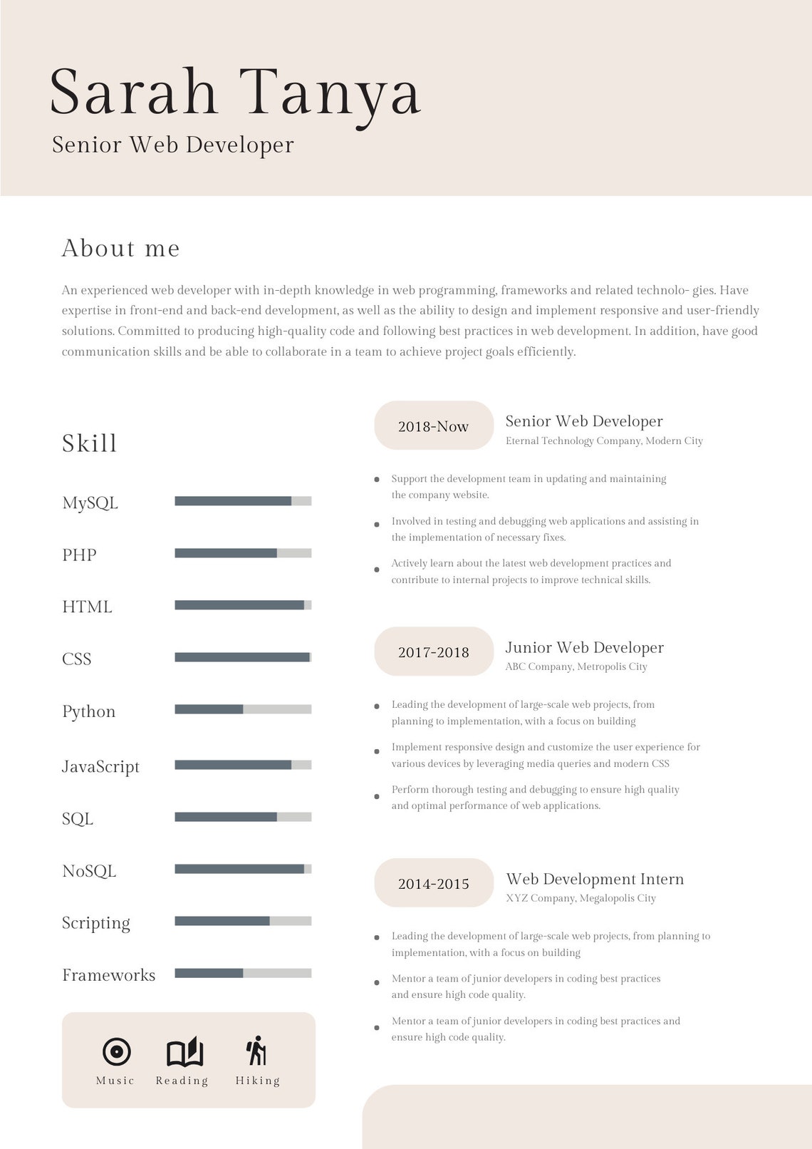 Web Developer Resume Template, Creative Canva Editable Diy Template ...