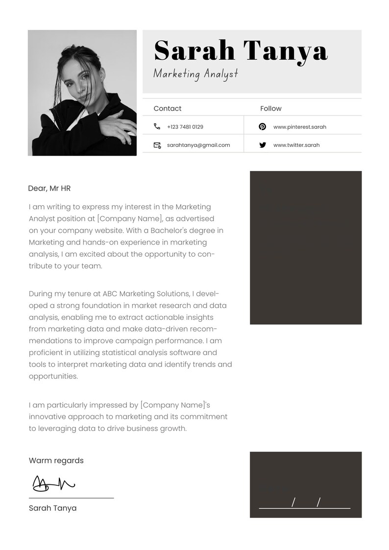 Editable Marketing Analyst Resume Template, Canva Editable Diy Template, Cover Letter ...