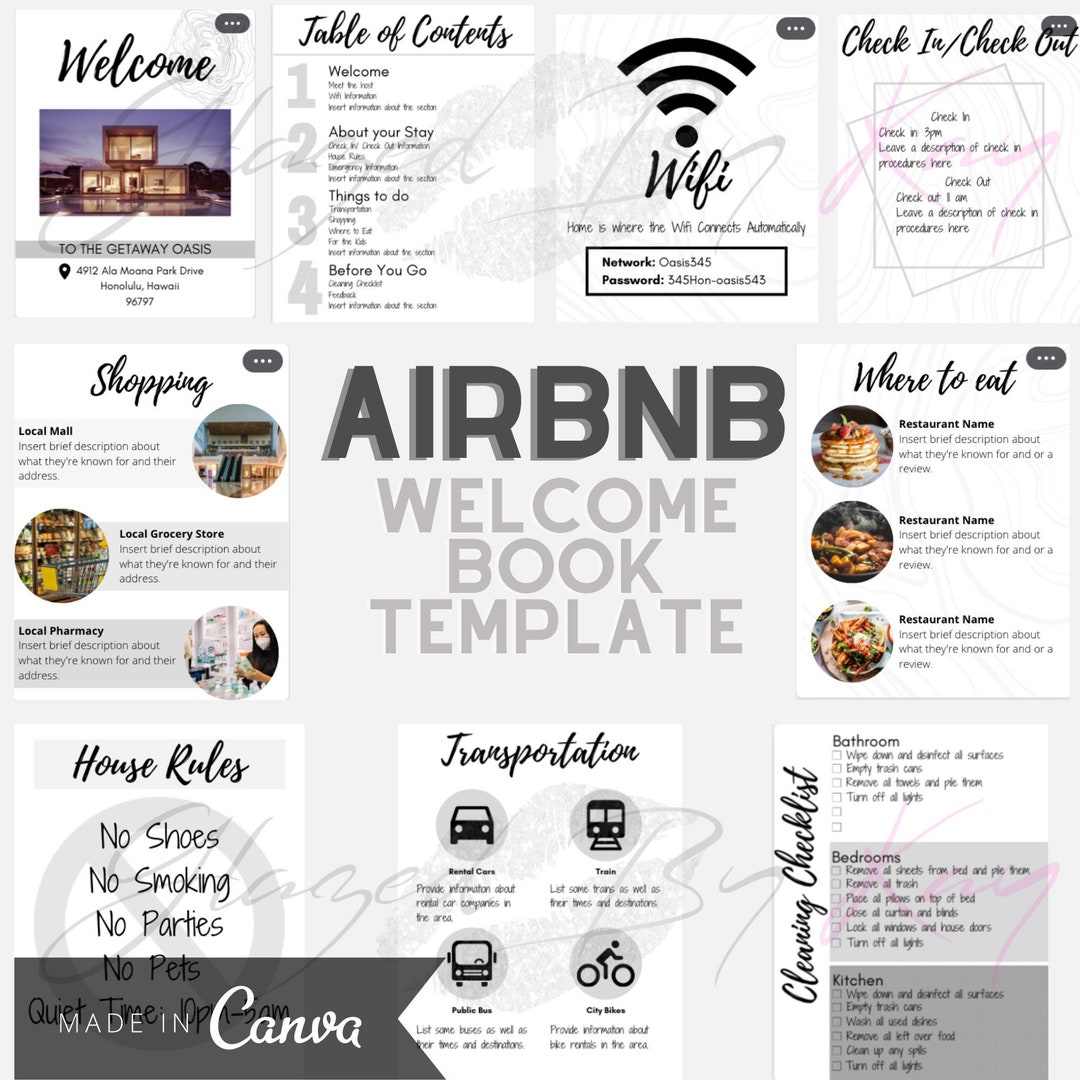 Airbnb Welcome Guide Editable Canva Air BNB House Manual - Etsy