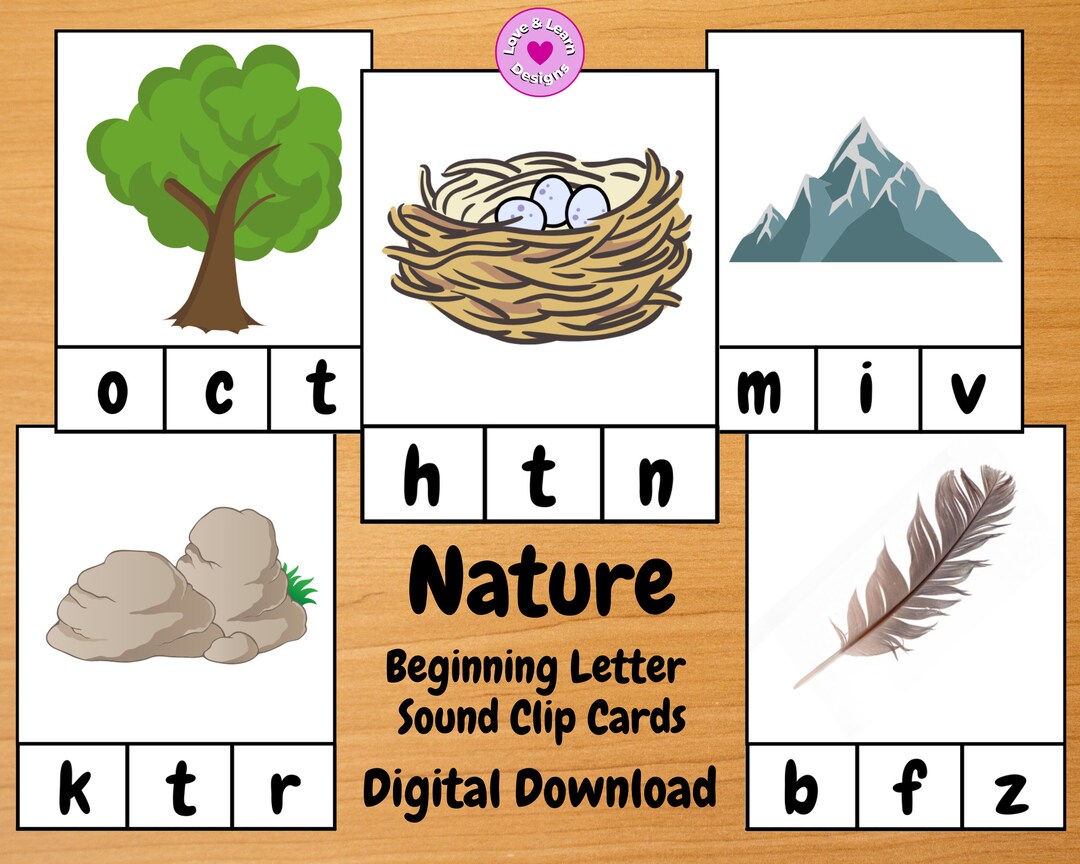 Nature Beginning Letter Sound Clip Cards| Printable Digital Download ...