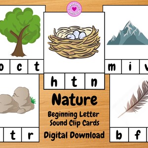 Nature Beginning Letter Sound Clip Cards| Printable Digital Download ...