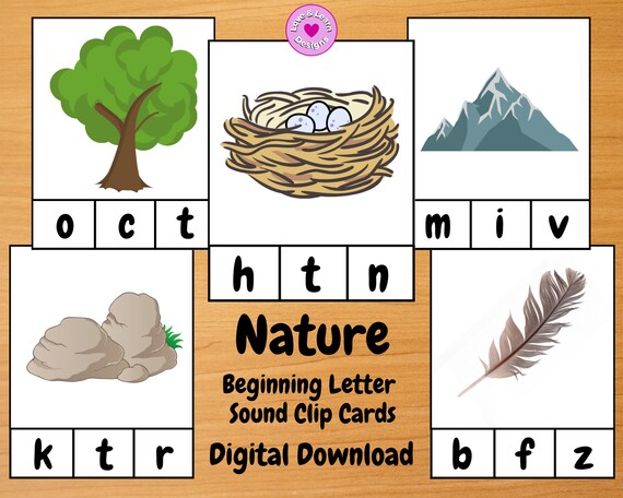 Nature Beginning Letter Sound Clip Cards Printable Digital - Etsy