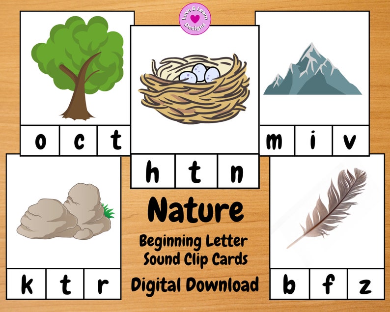 Nature Beginning Letter Sound Clip Cards Printable Digital Download ...