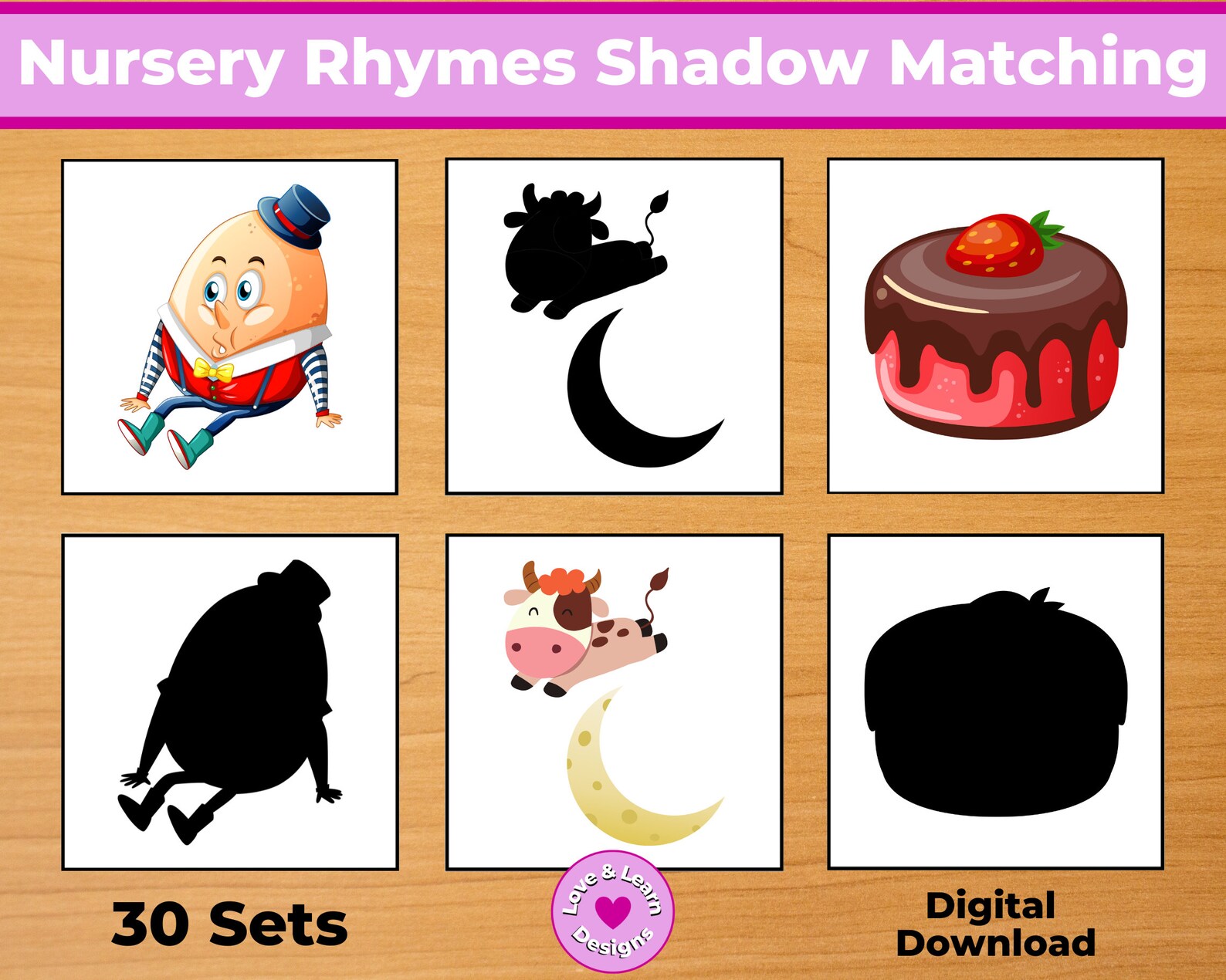 Nursery Rhymes Shadow Matching Cards| Child Inspired Printables ...