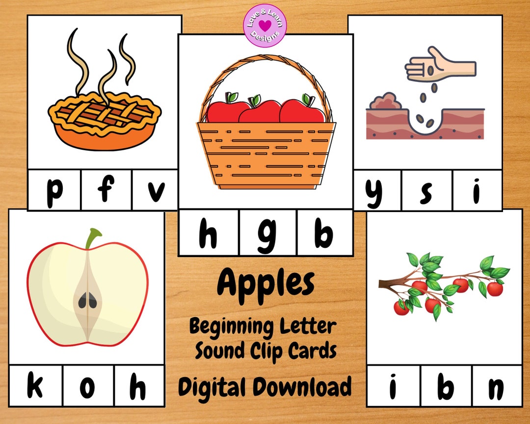 Apple Beginning Letter Sound Clip Cards| Printable Digital Download ...