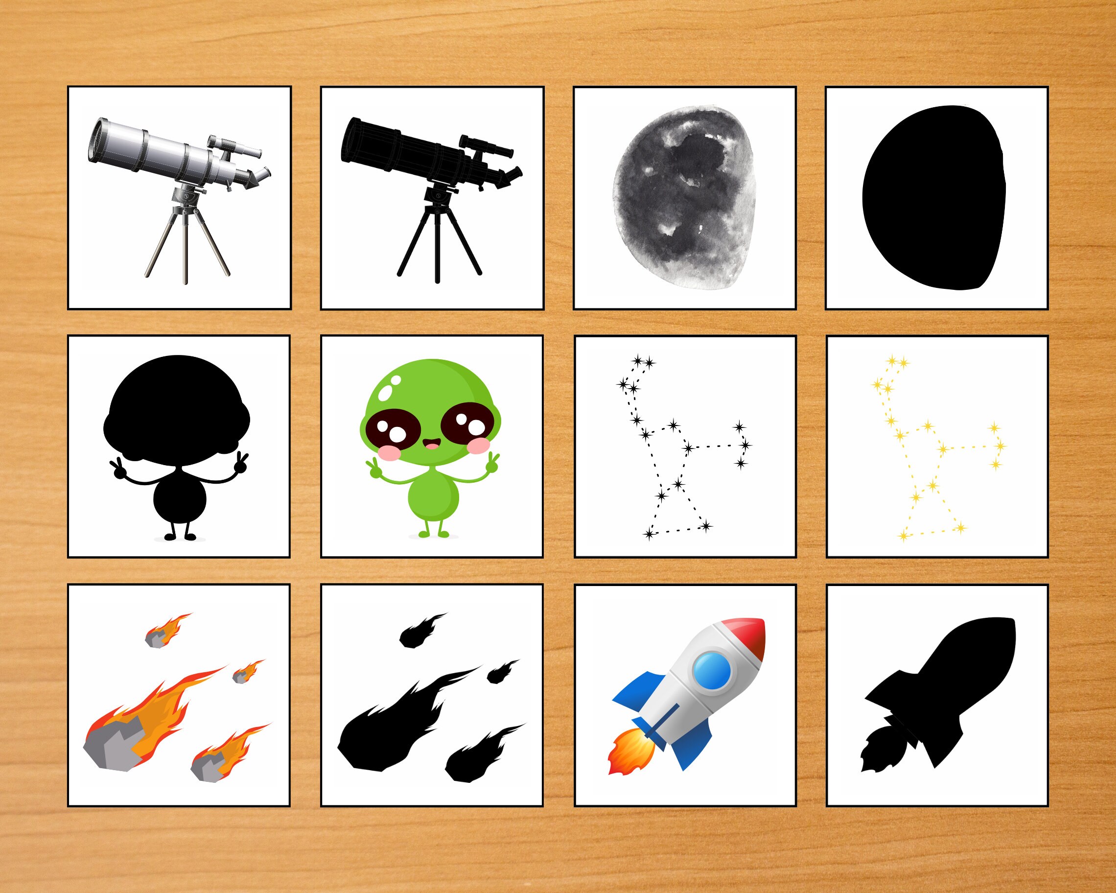 Space Shadow Matching Cards| Child Inspired Printables| Digital ...