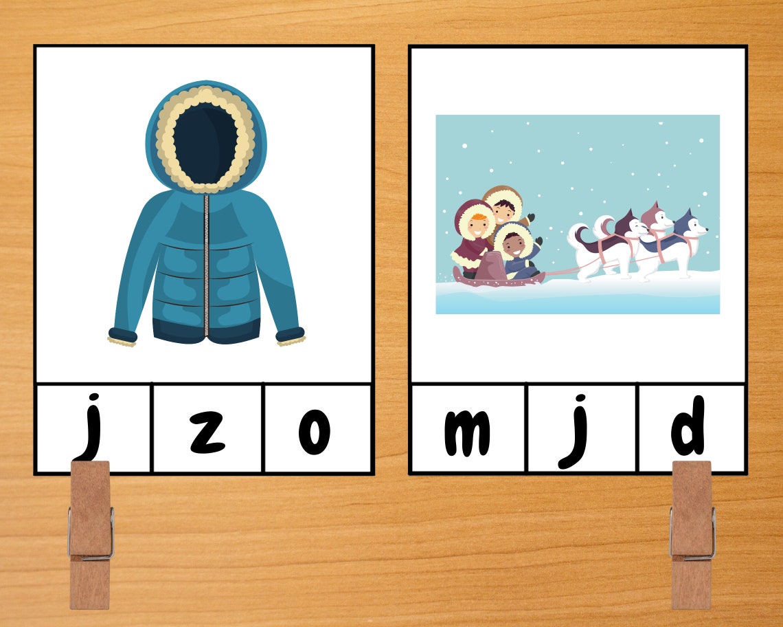 Winter Beginning Letter Sound Clip Cards Child Inspired Printable ...