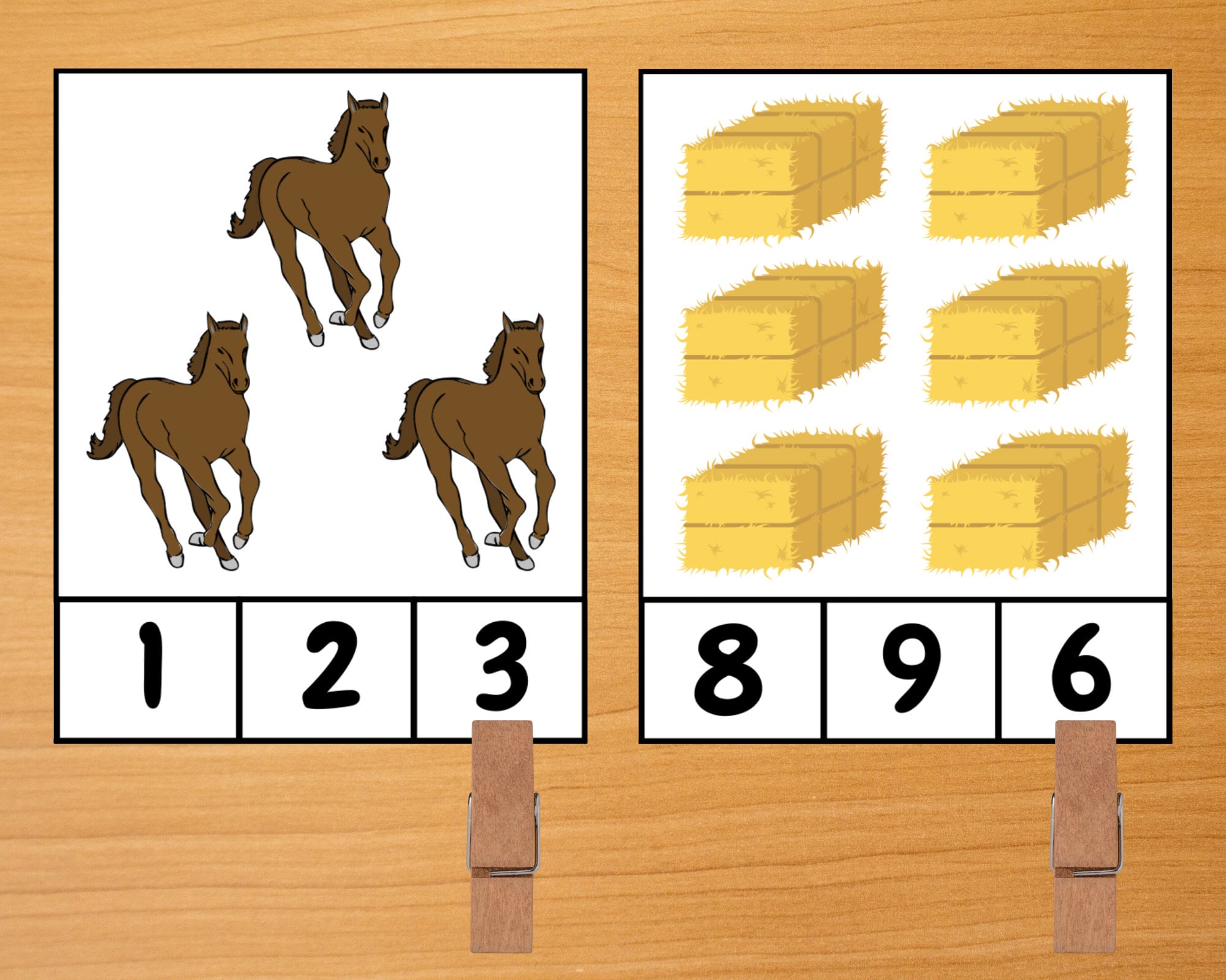 Farm Count and Clip Cards| Child Inspired Printable| Digital Download ...