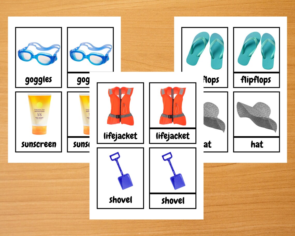 Beach Theme 3 Part Cards Printable Digital Download Montessori ...