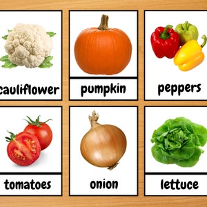 Vegetables Theme 3 Part Cards Printable Digital Download Montessori ...