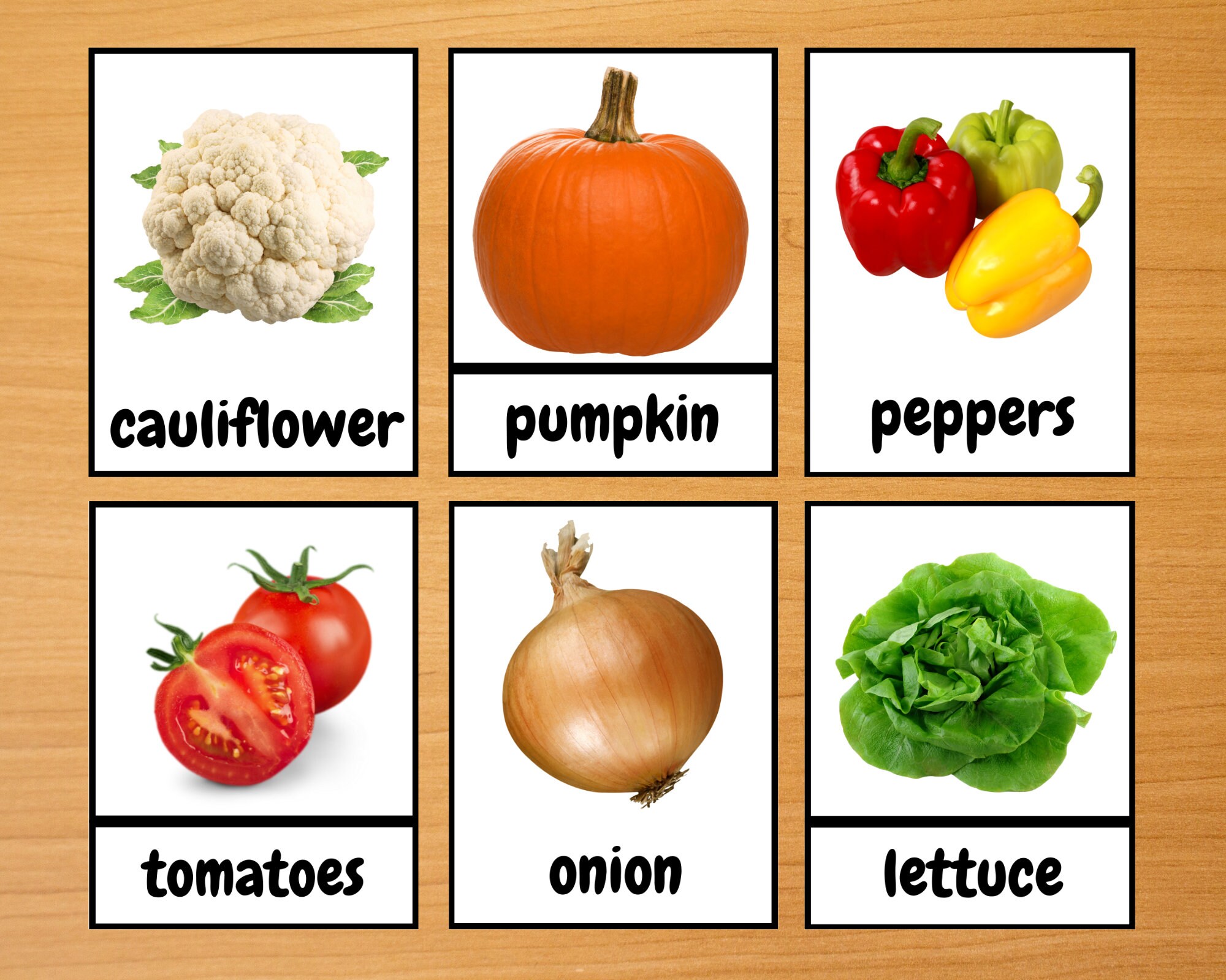 Vegetables Theme 3 Part Cards Printable Digital Download Montessori ...