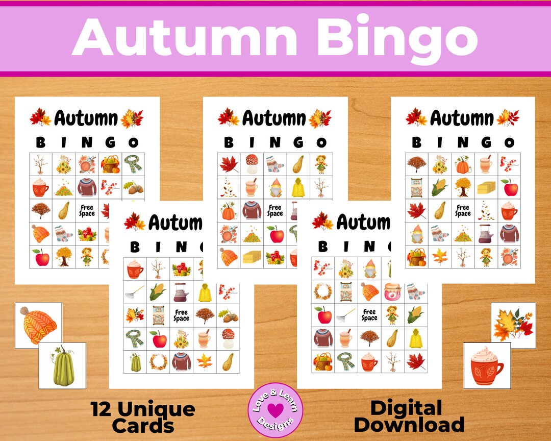 Bingo de otoño/ Descarga digital/ Actividad basada en juegos ...