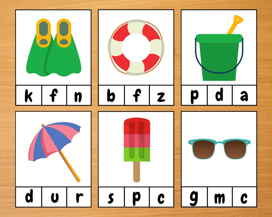 Beach Beginning Letter Sound Clip Cards| Printable Digital Download ...