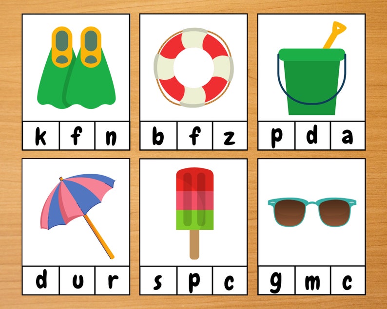 Beach Beginning Letter Sound Clip Cards| Printable Digital Download ...