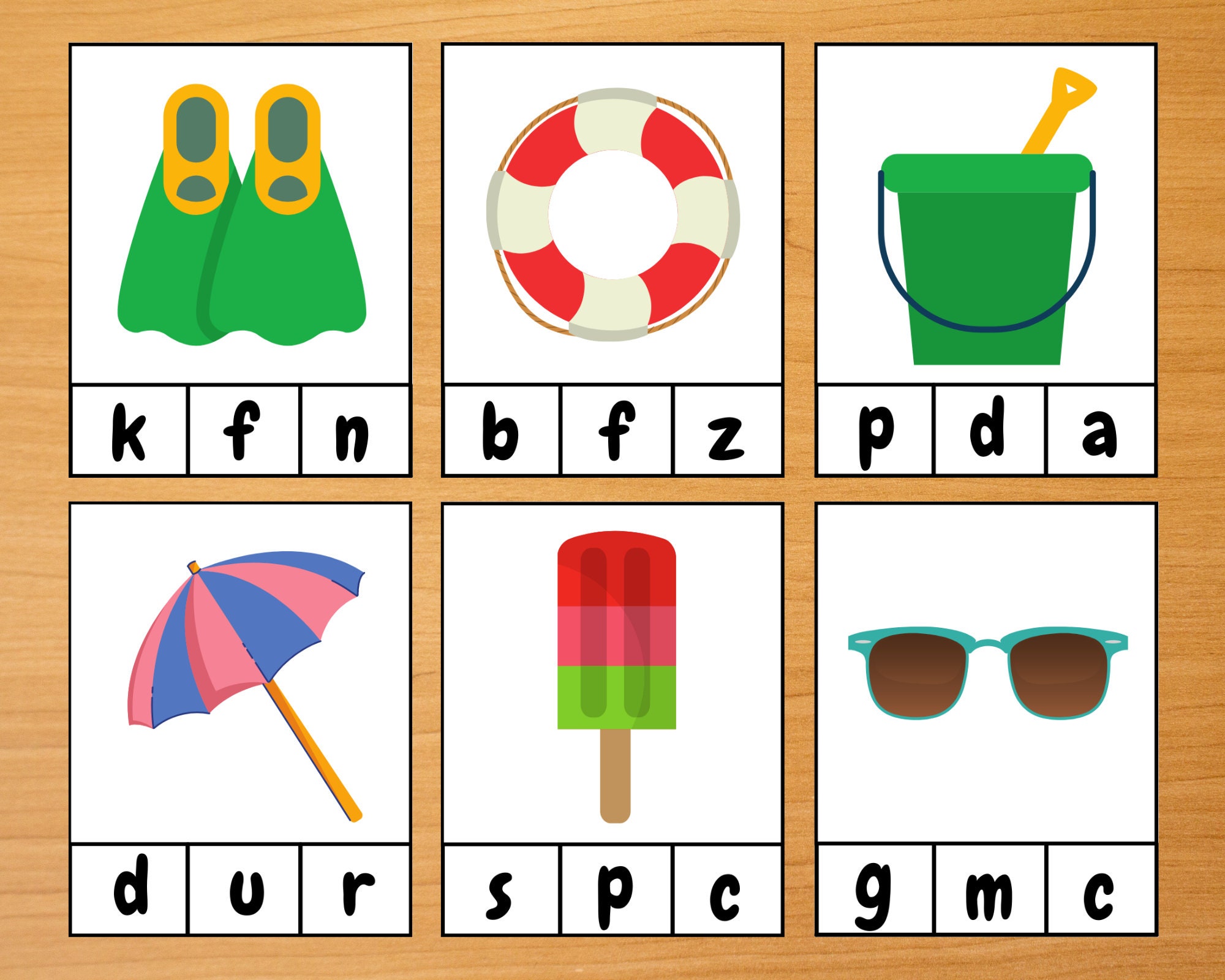 Beach Beginning Letter Sound Clip Cards| Printable Digital Download ...