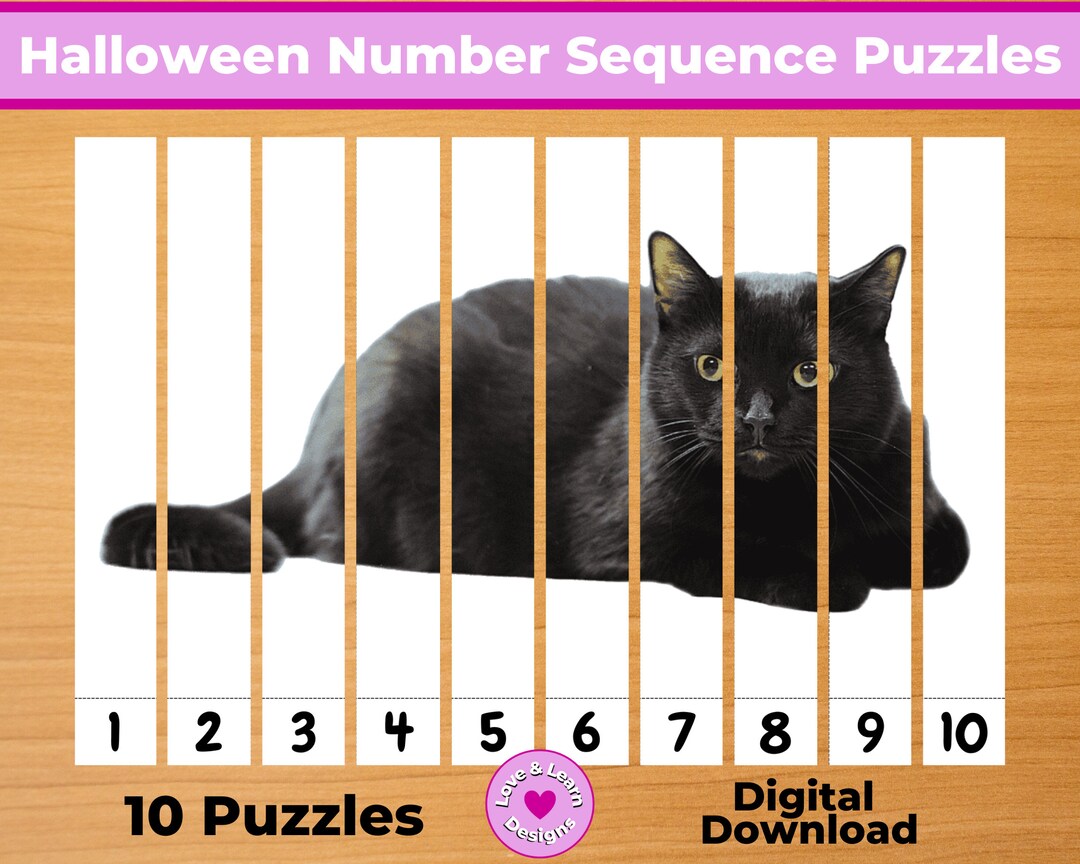 Rompecabezas de secuencia de números de Halloween/ Imprimibles ...