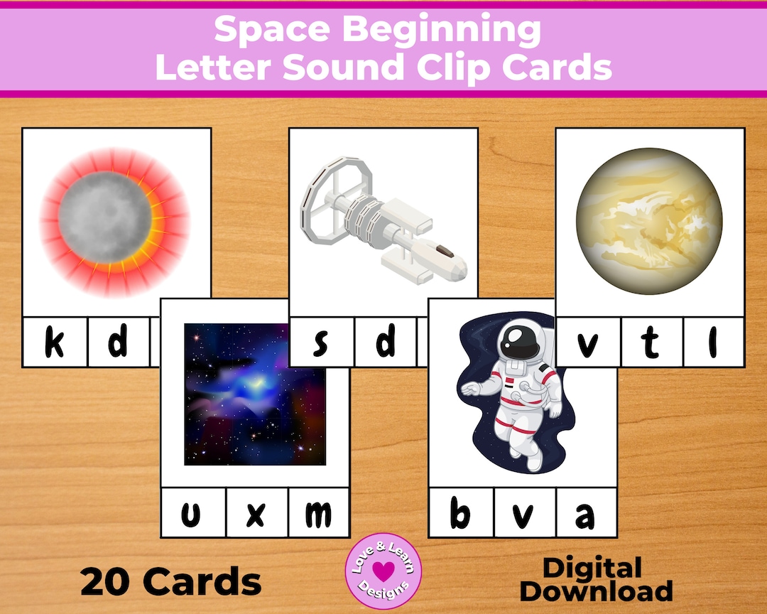 Space Beginning Letter Sound Clip Cards| Child Inspired Printable ...