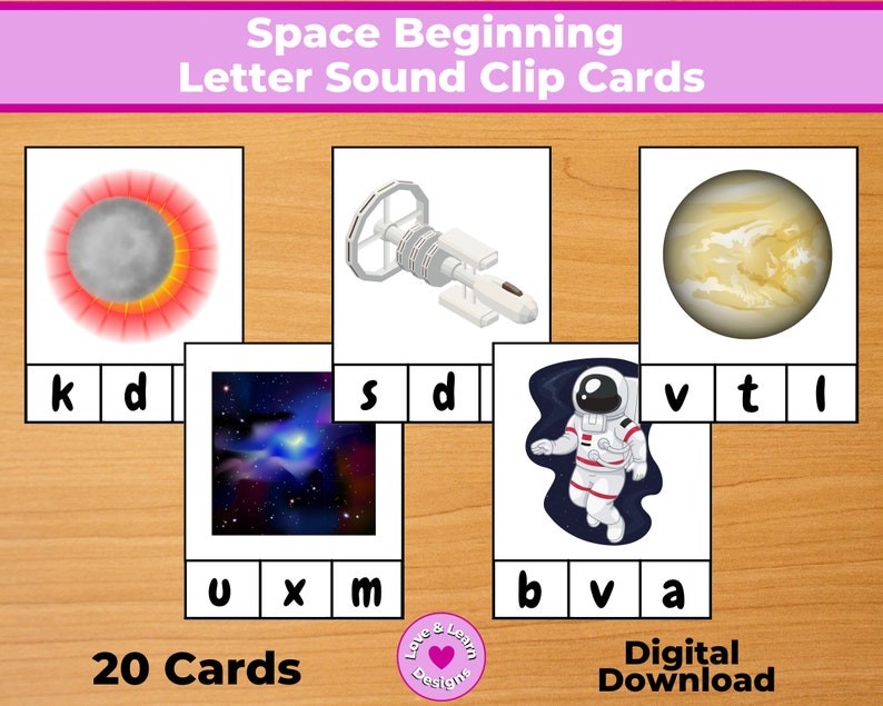 Space Beginning Letter Sound Clip Cards| Child Inspired Printable ...