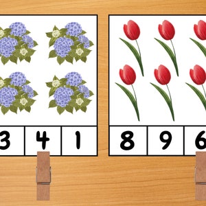 Flowers Count and Clip Cards| Printable Digital Download| Montessori ...