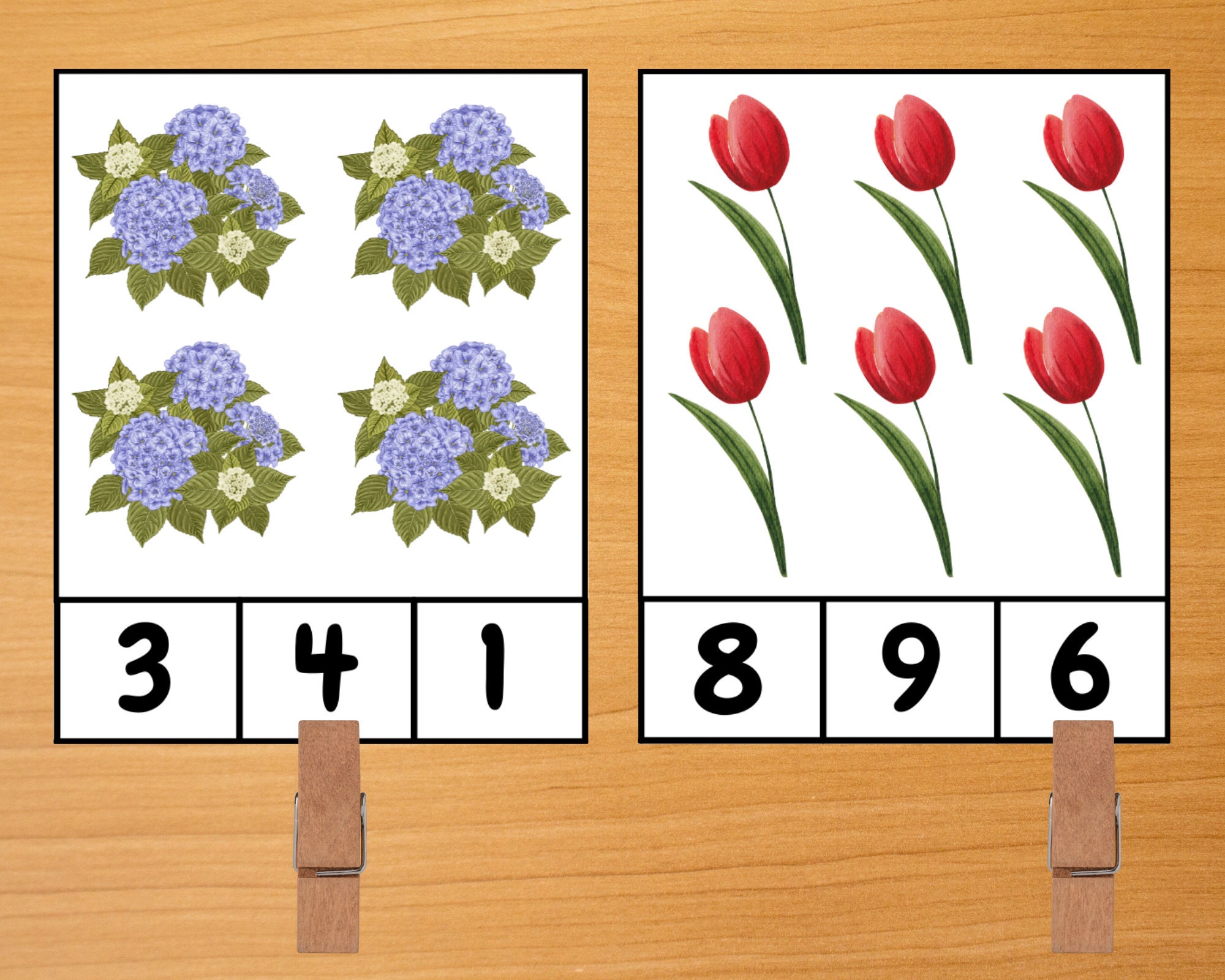 Flowers Count and Clip Cards| Printable Digital Download| Montessori ...
