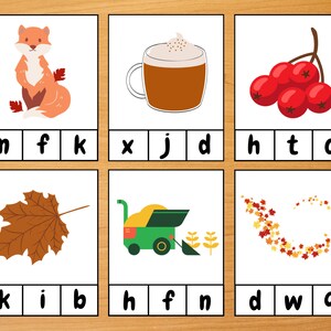 Autumn Beginning Letter Sound Clip Cards Child Inspired - Etsy