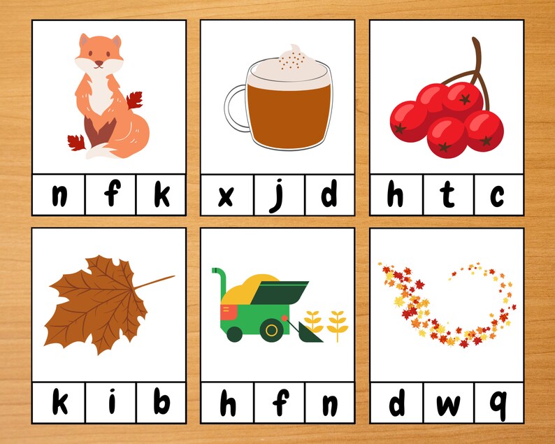 Autumn Beginning Letter Sound Clip Cards| Child Inspired Printable ...