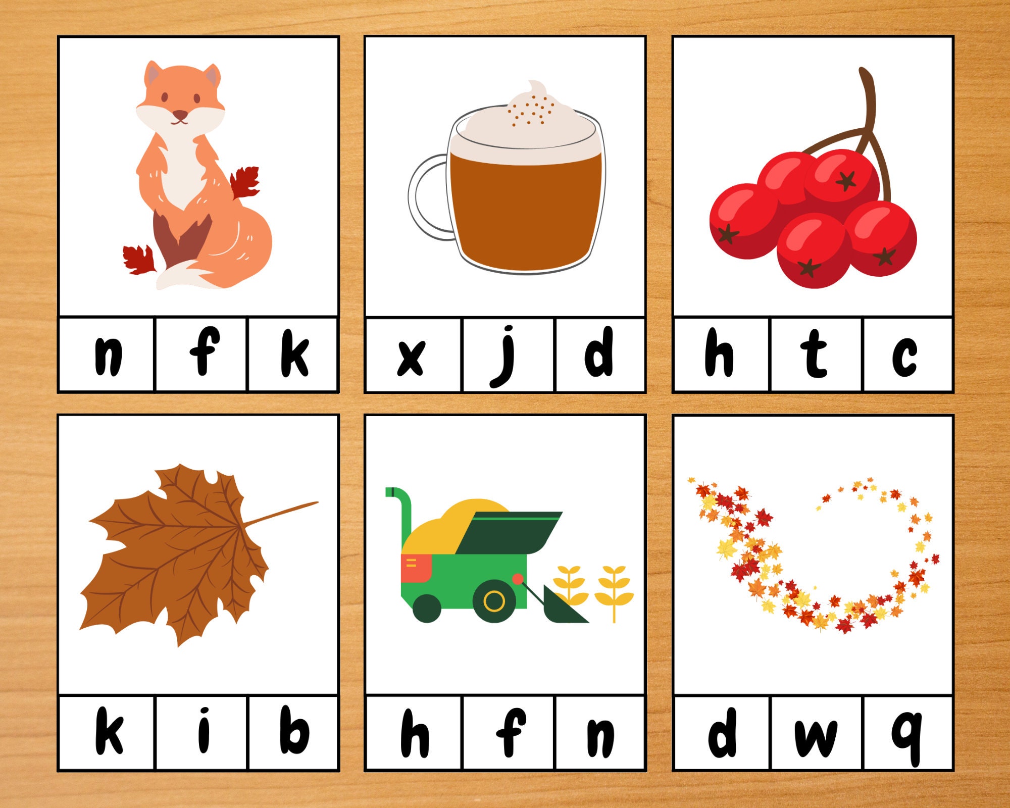 Autumn Beginning Letter Sound Clip Cards| Child Inspired Printable ...