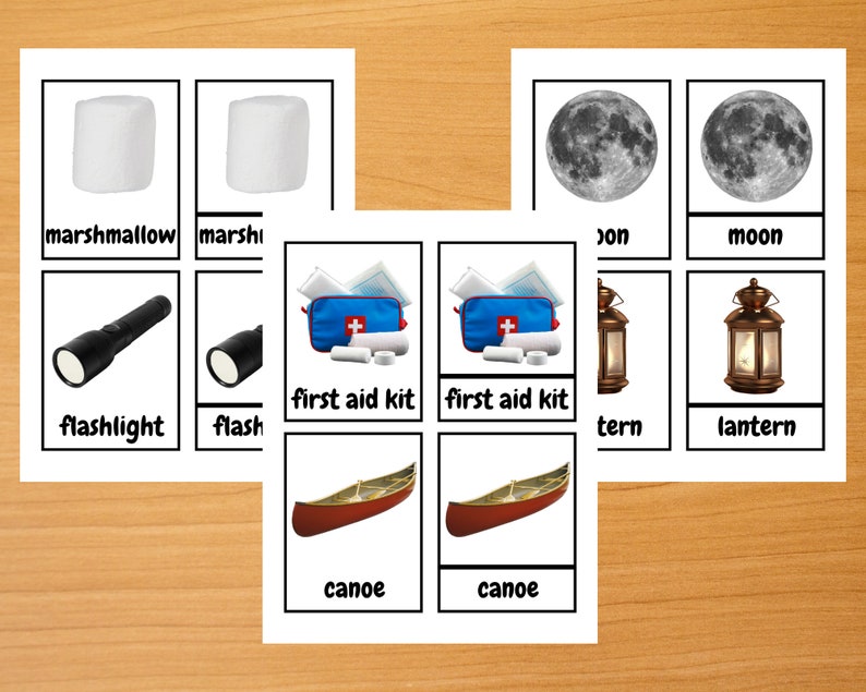 Camping Theme 3 Part Cards Printable Digital Download Montessori ...