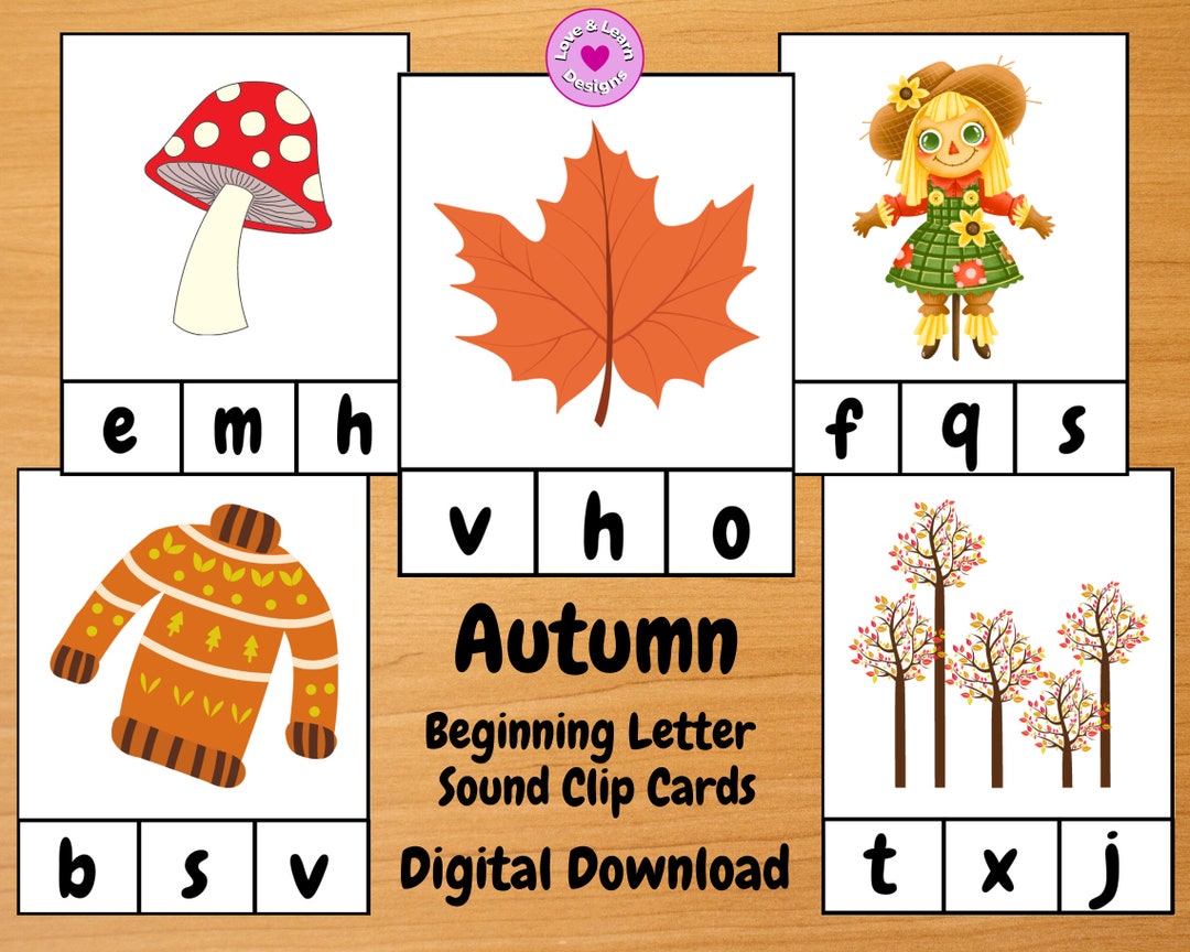 Autumn Beginning Letter Sound Clip Cards| Child Inspired Printable ...