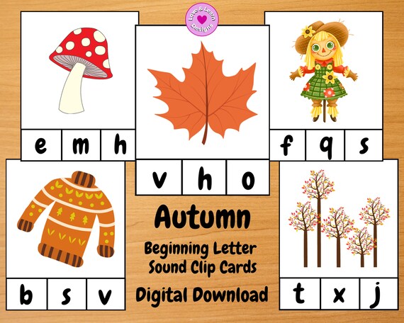 Autumn Beginning Letter Sound Clip Cards Child Inspired - Etsy