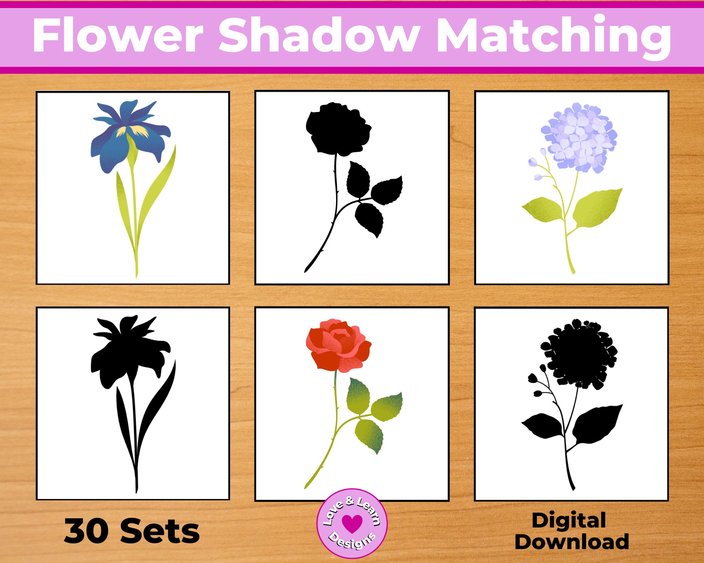Flower Shadow Matching Cards Printable Digital Download| Montessori ...