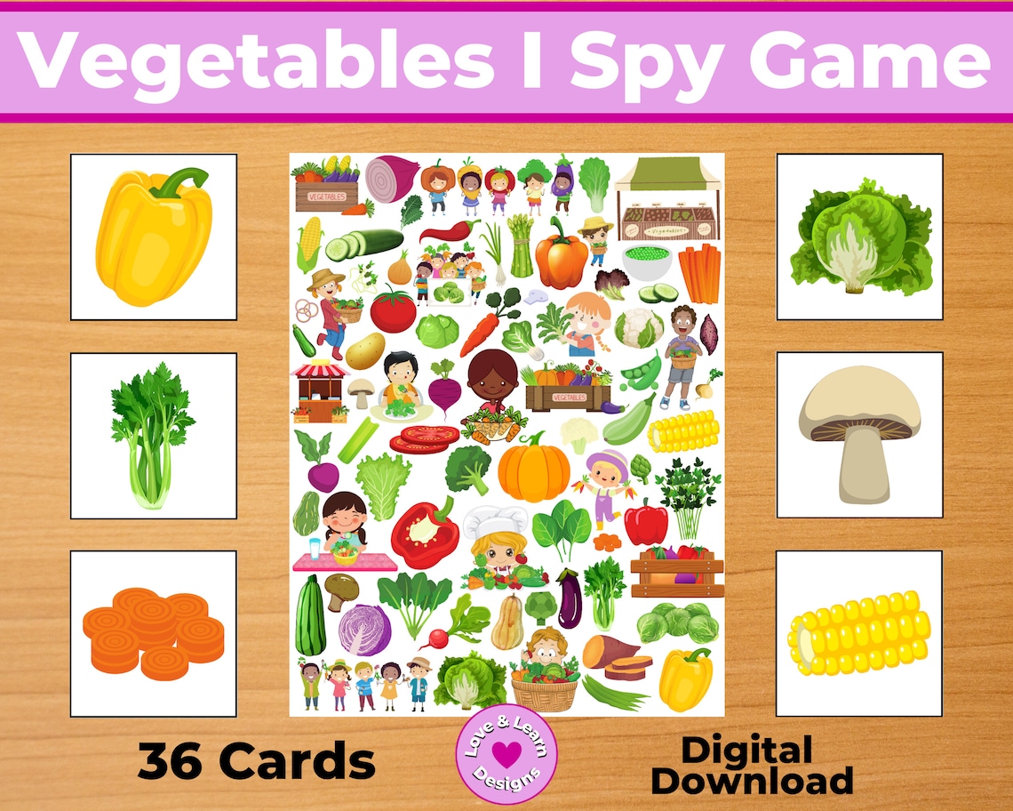 Vegetables I Spy Matching Game| Digital Download| Printable Play Based ...