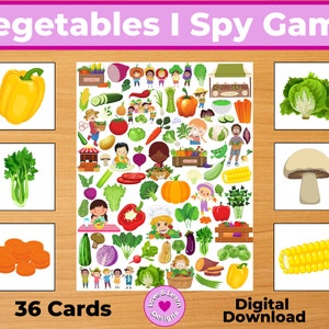 Vegetables I Spy Matching Game| Digital Download| Printable Play Based ...