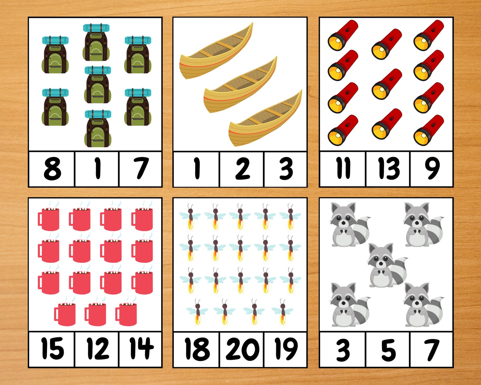 Camping Count and Clip Cards| Printable Digital Download| Montessori ...