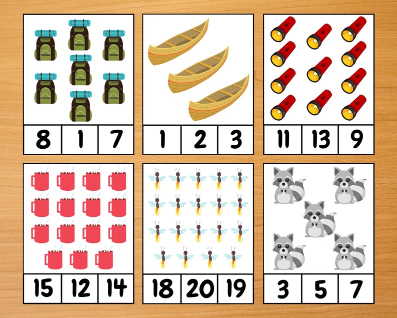 Camping Count and Clip Cards| Printable Digital Download| Montessori ...