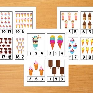 Ice Cream Count and Clip Cards| Printable Digital Download| Montessori ...