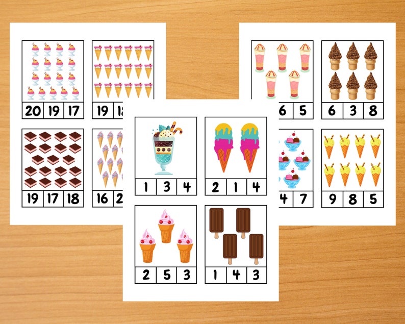 Ice Cream Count and Clip Cards| Printable Digital Download| Montessori ...