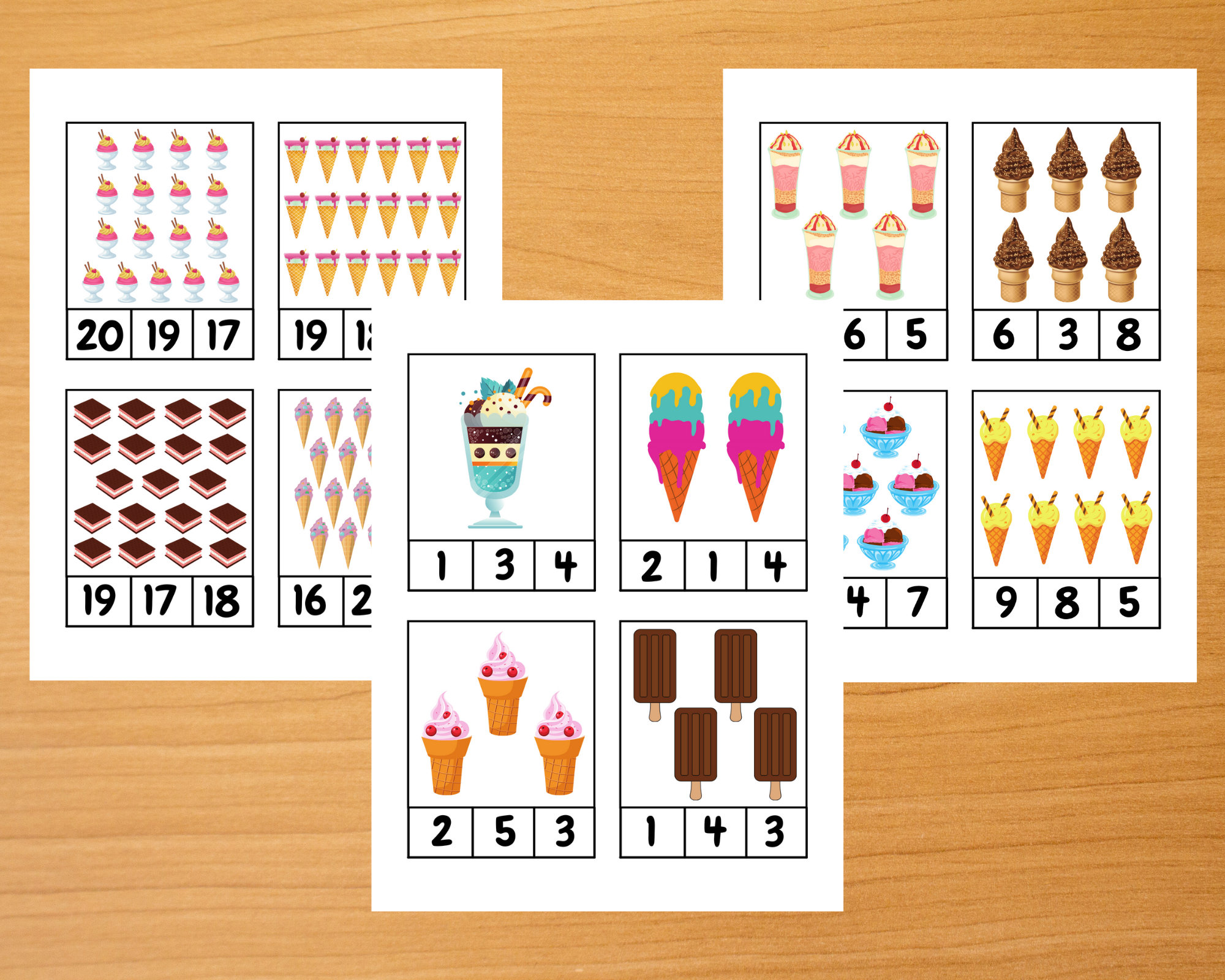 Ice Cream Count and Clip Cards| Printable Digital Download| Montessori ...