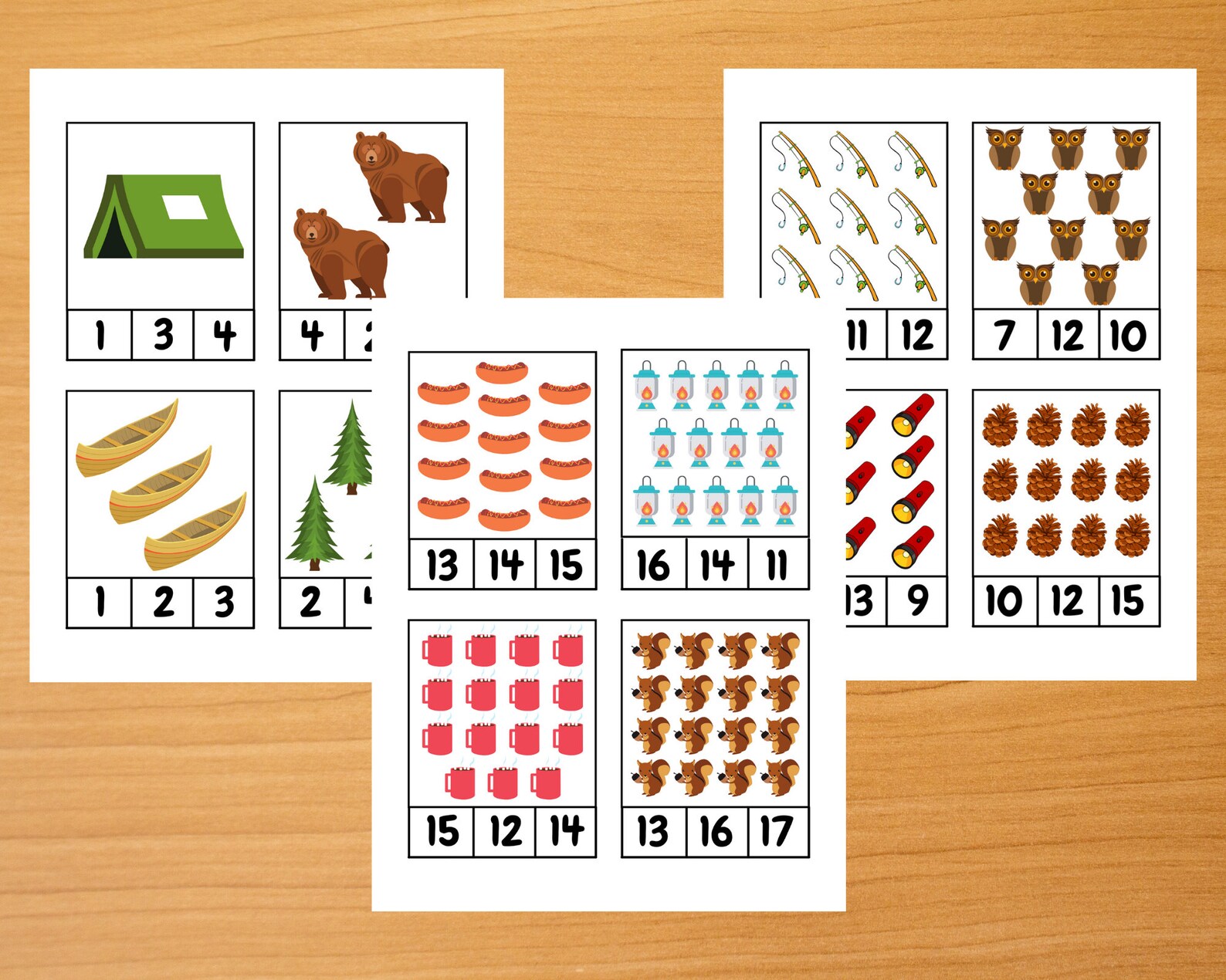 Camping Count and Clip Cards| Printable Digital Download| Montessori ...