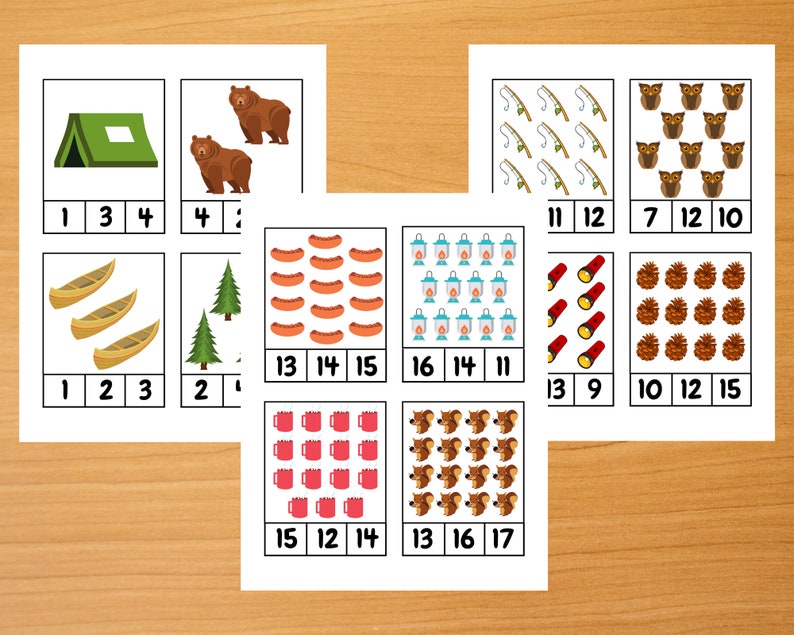 Camping Count and Clip Cards| Printable Digital Download| Montessori ...