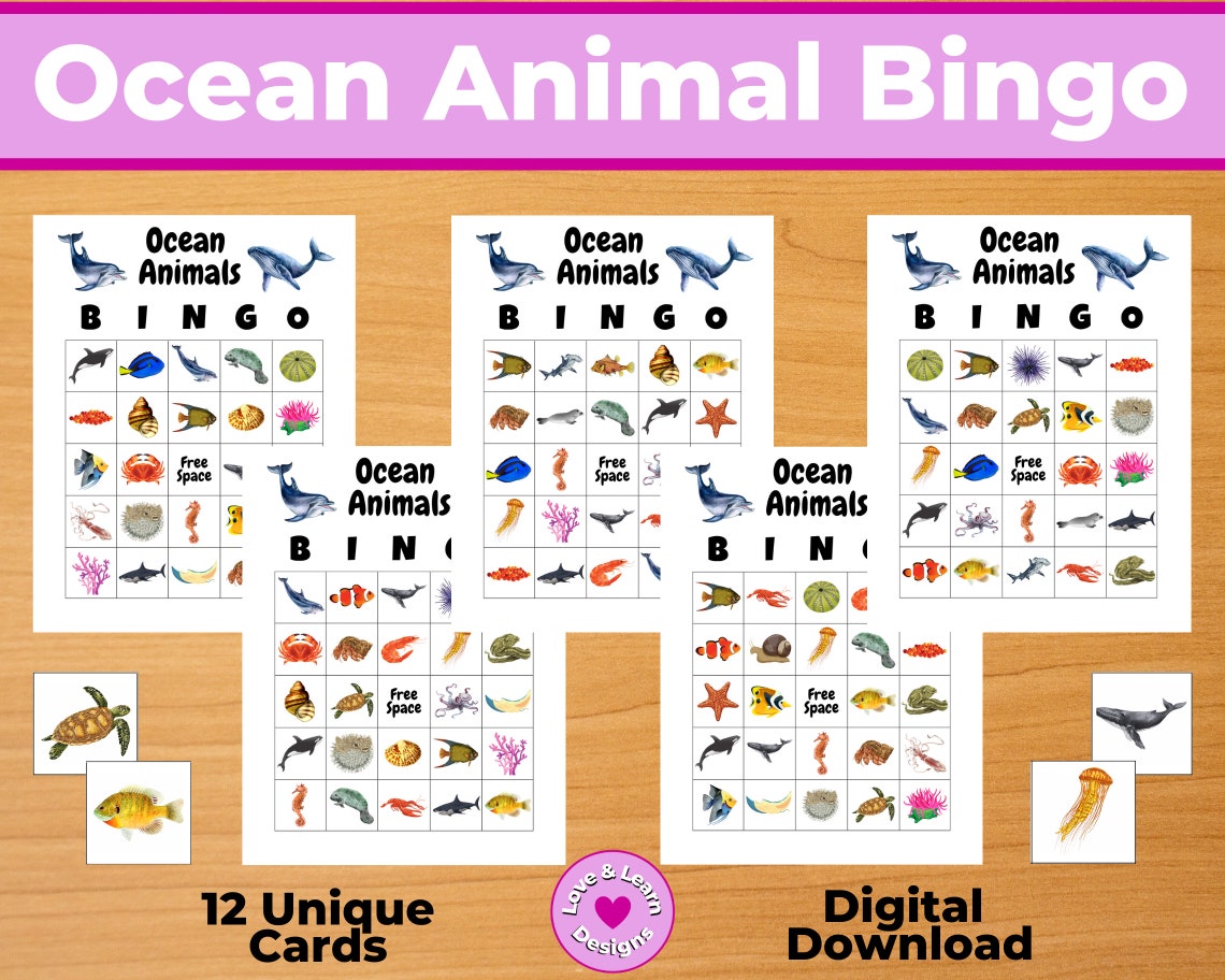Ocean Animals Bingo Digital Download Printable Play Based Activity ...