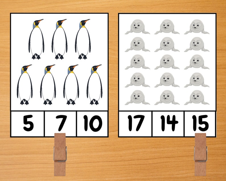 Polar Animals Count and Clip Cards| Child Inspired Printables|math ...
